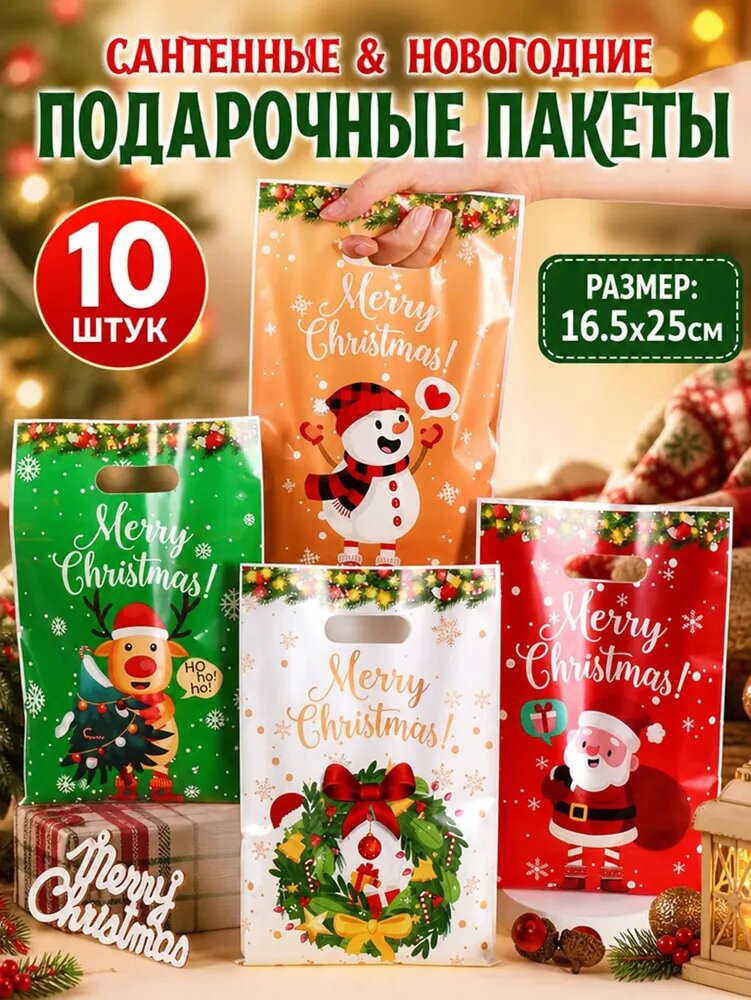 Пакет подарочный вертикальный 16.5x25 см 10 шт