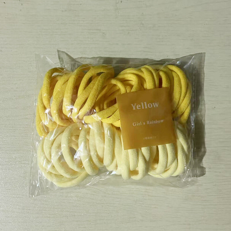 Эластичные резинки для волос, аксессуары, Yellow Series 2 Colors, 50шт/1 пакет с этикеткой, прочные, не спутываются