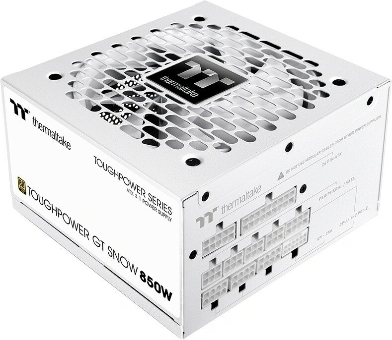 Блок питания Thermaltake Toughpower GT Gen.5 SNOW, 850Вт, 80 PLUS GOLD, 120мм, белый, retail (ps-tpt-0850fnfage-w)