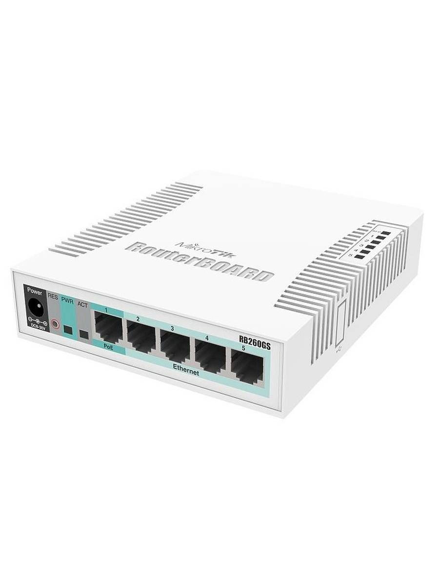 Коммутатор MikroTik RB260GS портов-5, управляемый, 1000 Мбит/сек, 100 Мбит/сек, SFPx