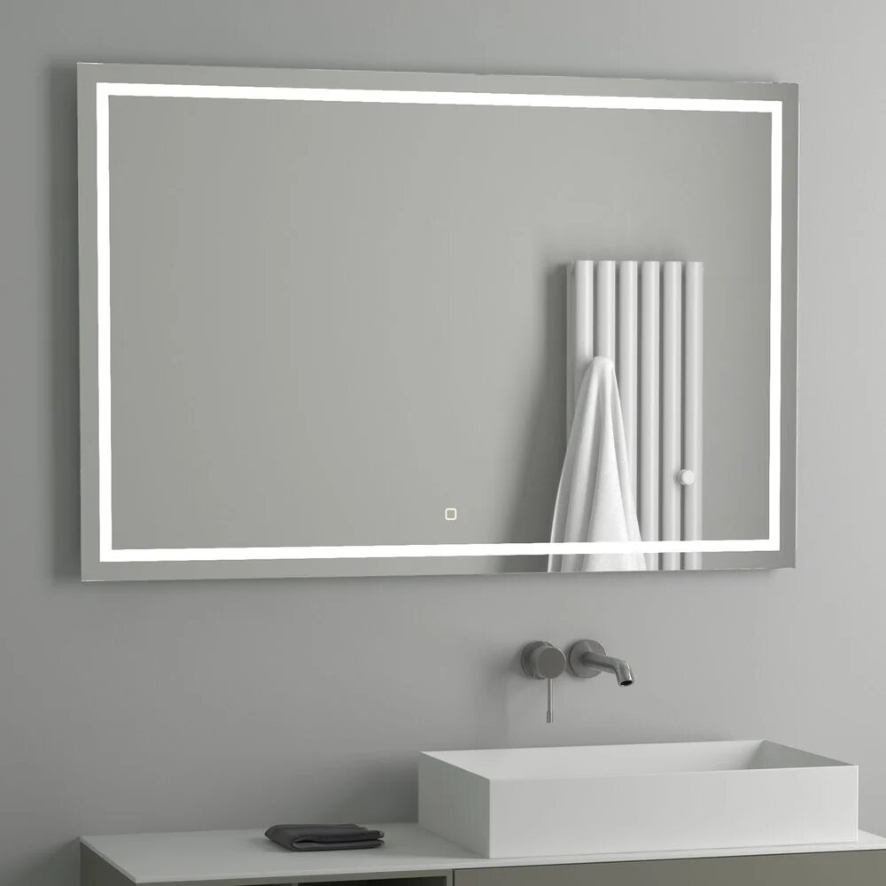 Зеркало Evoform Ledline BY 2438 120х80 со светодиодной подсветкой, 120 см, с сенсорным управлением, в современном стиле, зеркало настенное в ванную