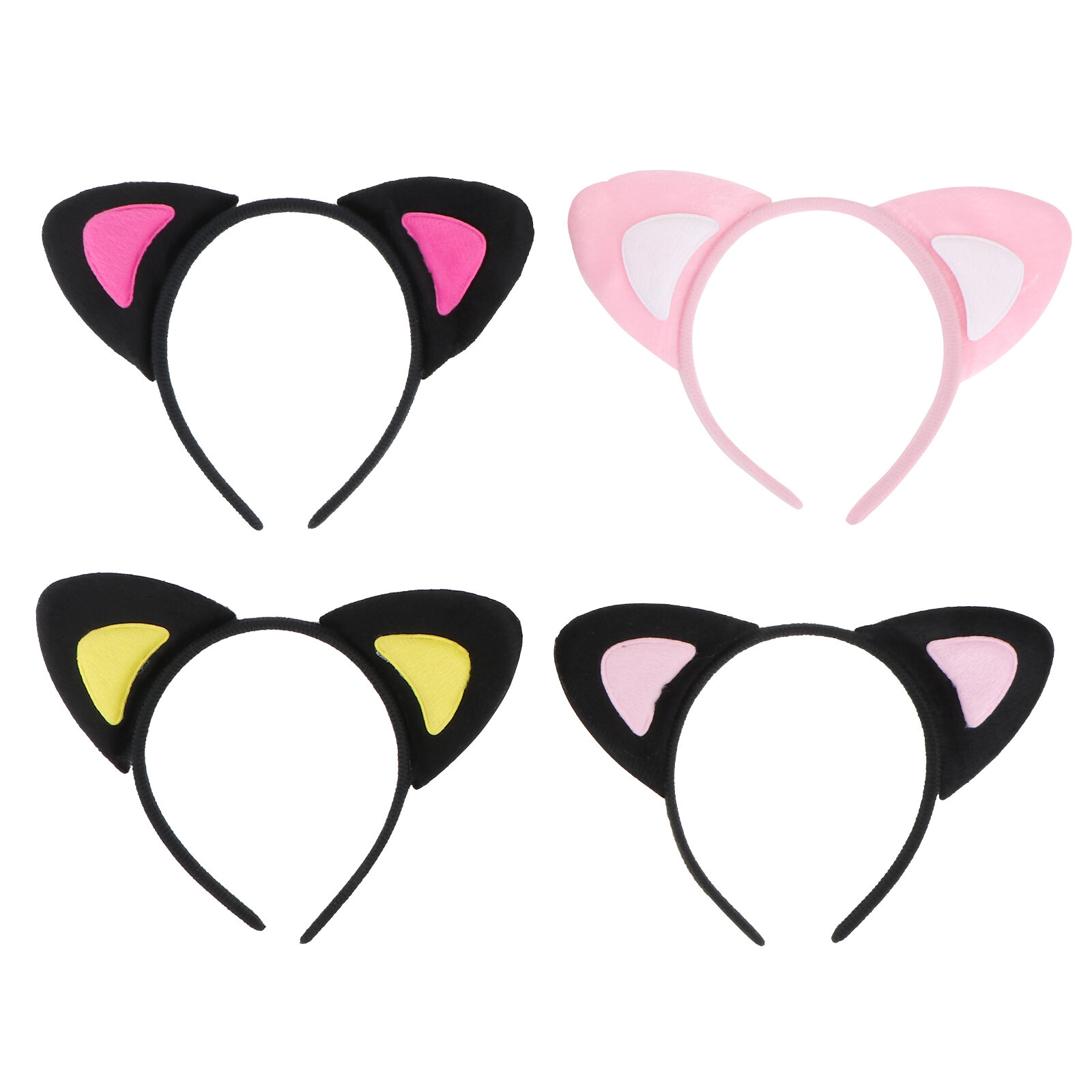4 Пcs Гибкий Веселый Двухцветный Котик С Ушками Ободок Для Волос Размер: Assorted Color