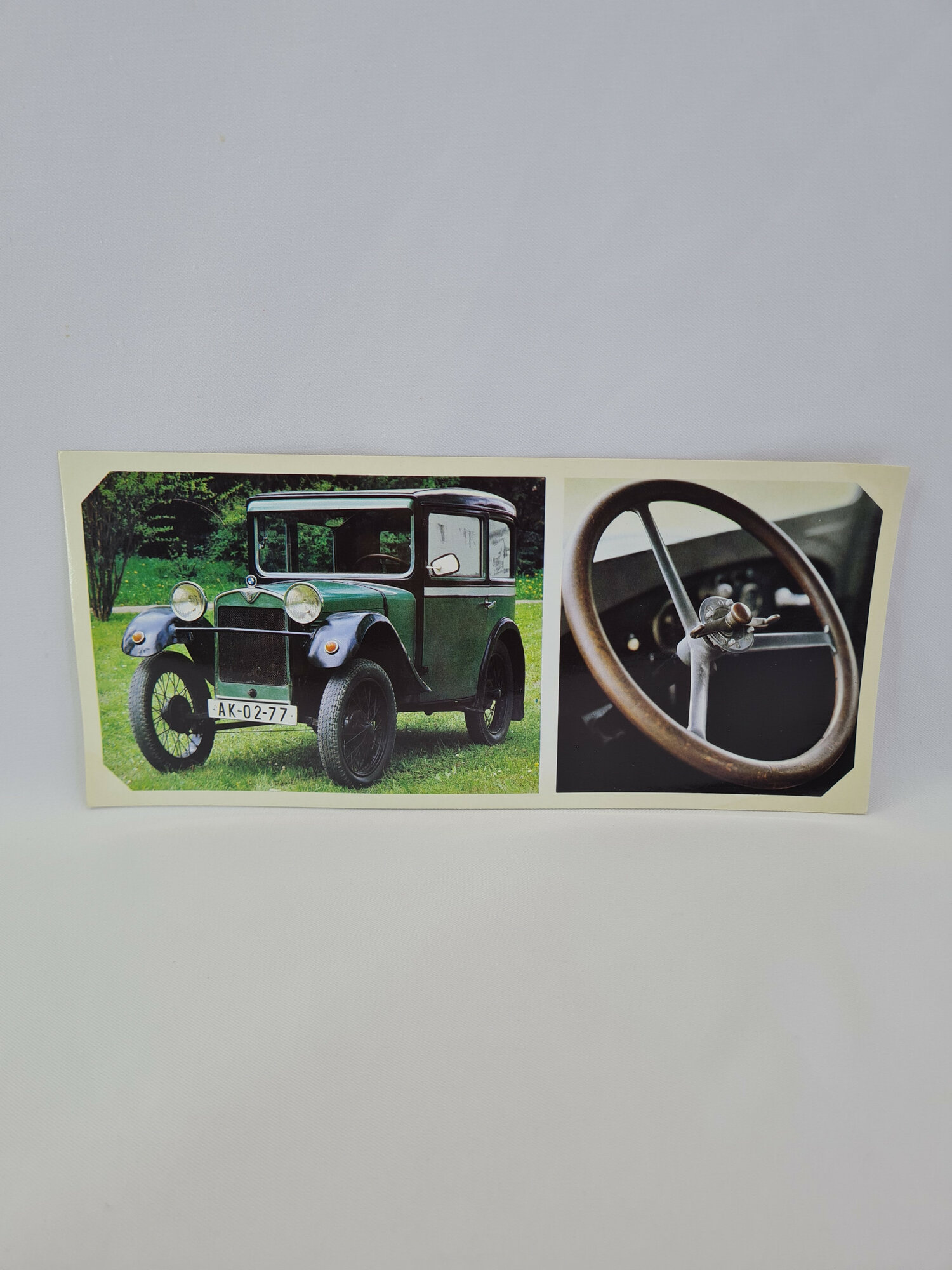 Открытка старинная. Автомобиль BMW Dixi, ретро машина и руль, техника, транспорт, коллекция