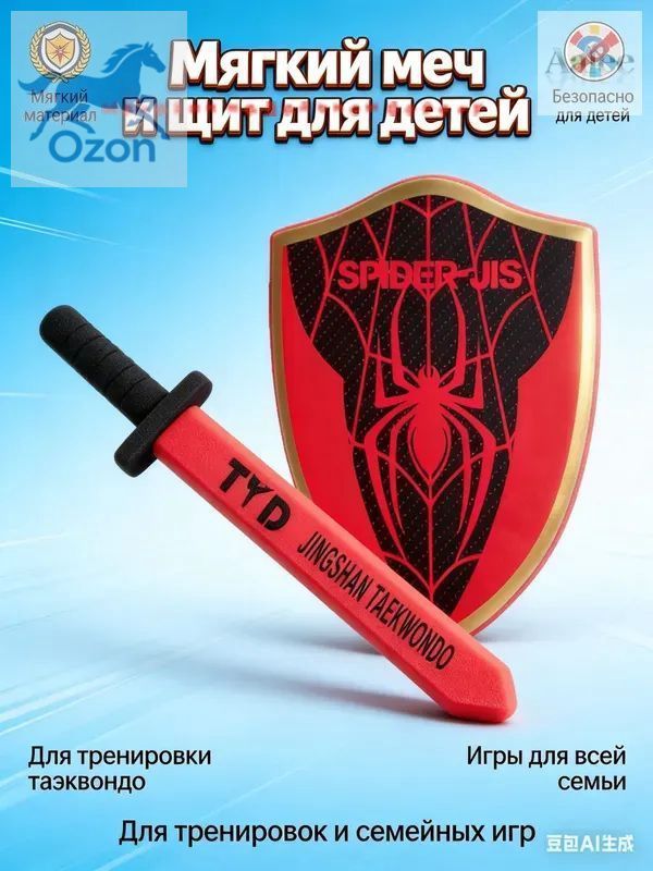 Детский меч и щит из мягкого материала, игрушечный рыцарский комплект для тхэквондо тренировок, безопасный п