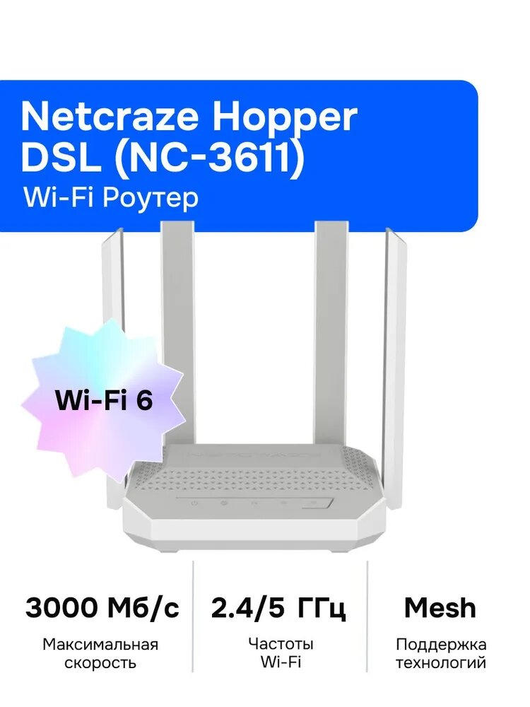 Netcraze (Keenetic) Hopper DSL (NC-3611) Wi-Fi Роутер, Mesh , USB