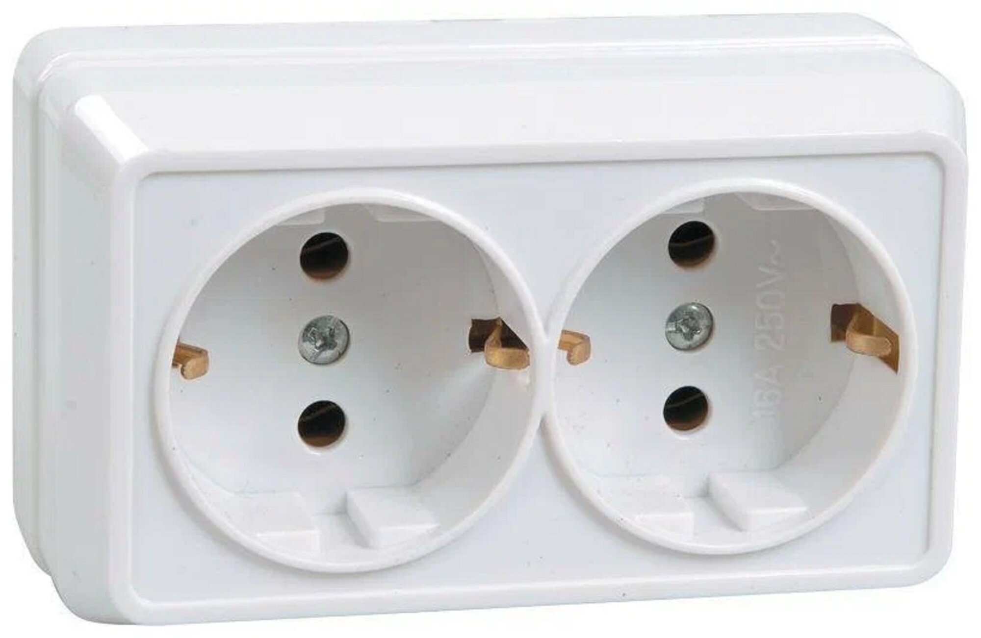 Розетка 2-м ОП Октава РС22-3-ОКм 16А IP20 с заземл. крем. IEK ERO21-K33-16-DC