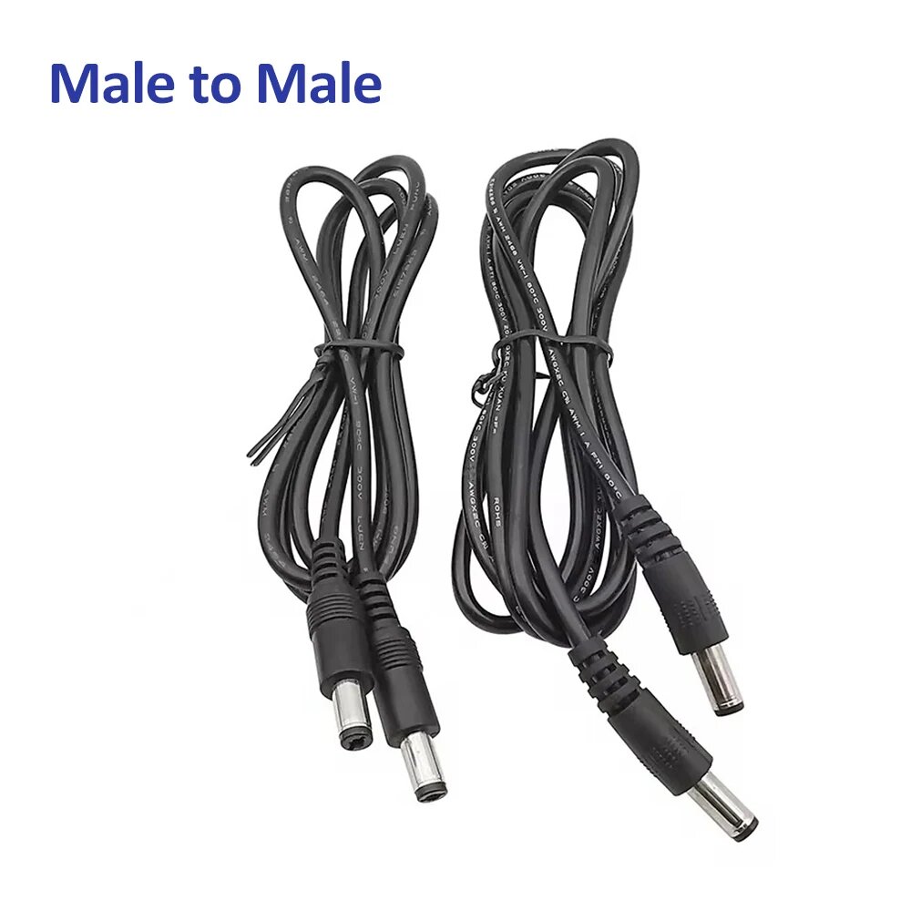 Кабель питания DC 5.5x2.1мм MJJC черный 1м/5м 1M male to male