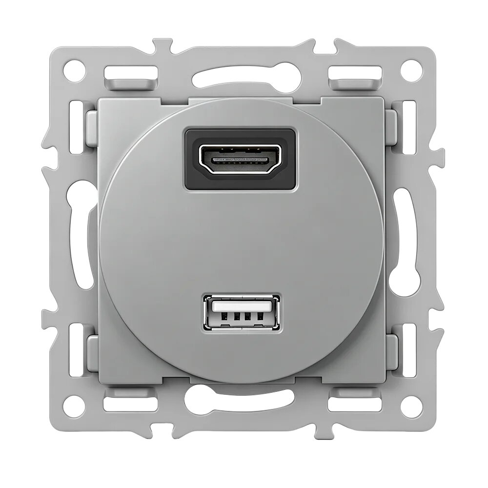 Розетка SRAN RF Серый, HDMI USB Grey