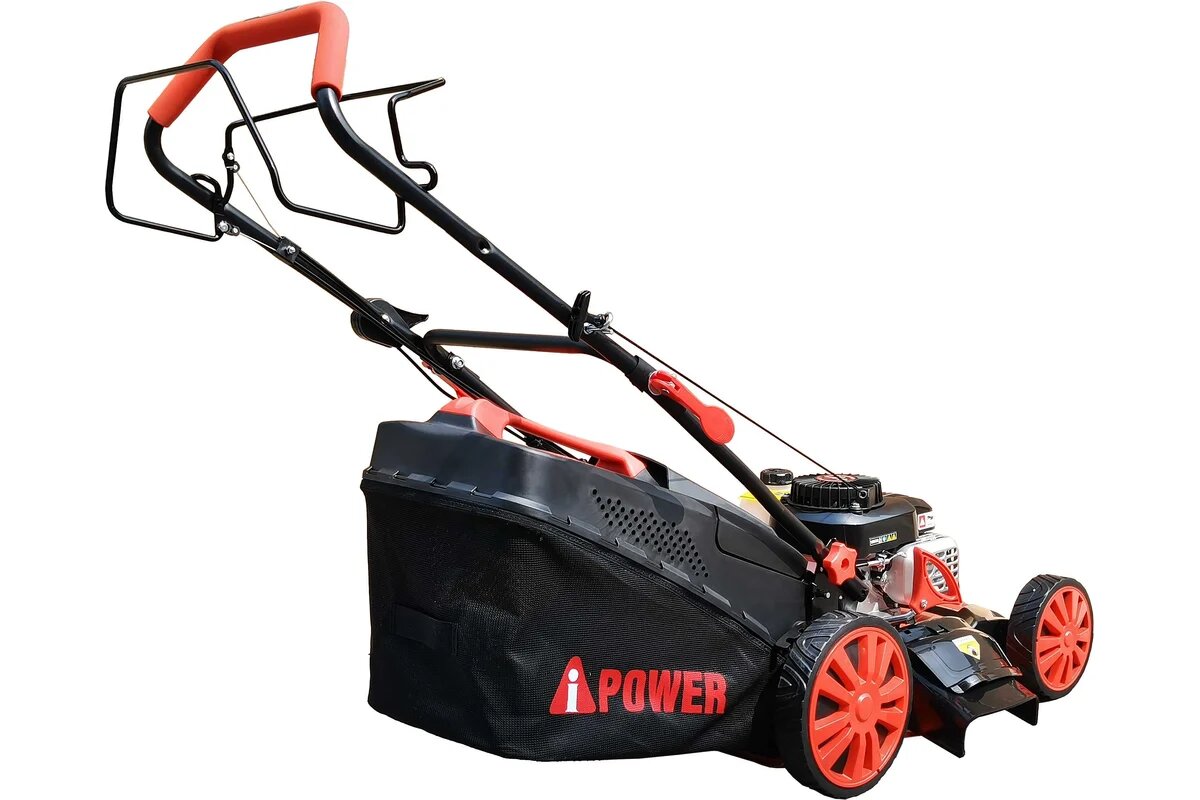 Газонокосилка бензиновая A-iPower ALM46S, 4.5 л. с. (3.3 кВт), 3600 об/мин, бак 0.85 л, картер 0.4 л, красный