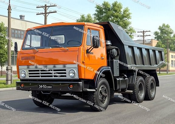 "КАМАЗ-55111" крупнотоннажный автомобиль-самосвал. 42х59 см. Постер А2_062.