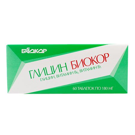Глицин биокор с витаминами в 1 и в 6, таблетки