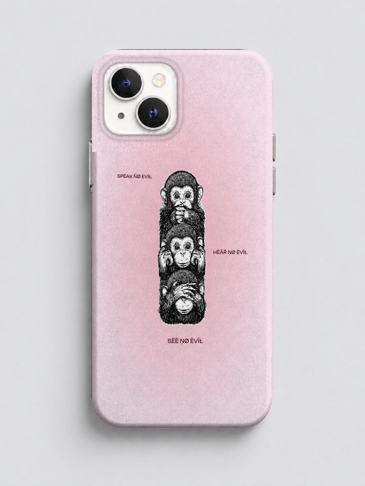 Эстетичный чехол на iPhone 15 три мудрые обезьяны