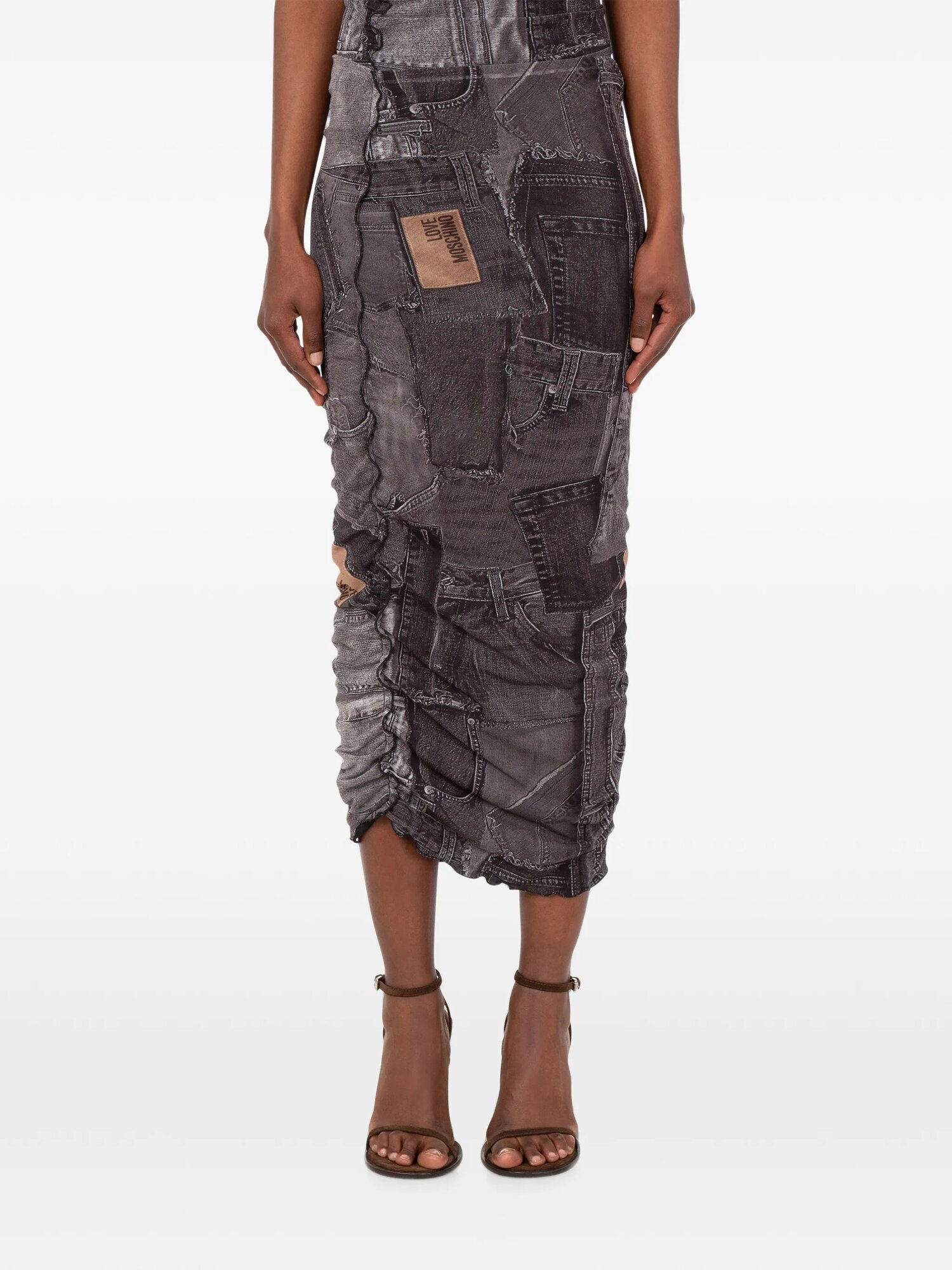Юбка LOVE MOSCHINO Printed mesh skirt, размер 38 — фото 1