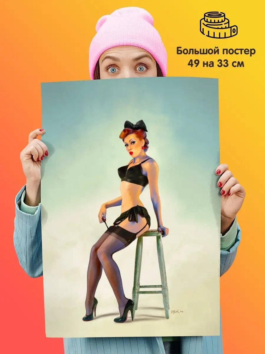 Плакат постер Pin up Girl Винтажная девушка