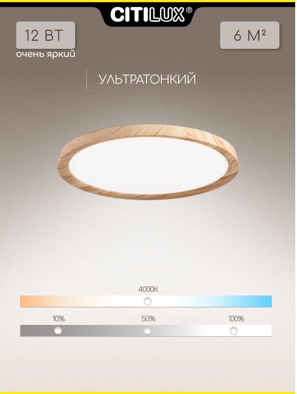 Светильник настенно-потолочный Citilux Citilux Бейсик CL738122N LED Светильник накладной Клён