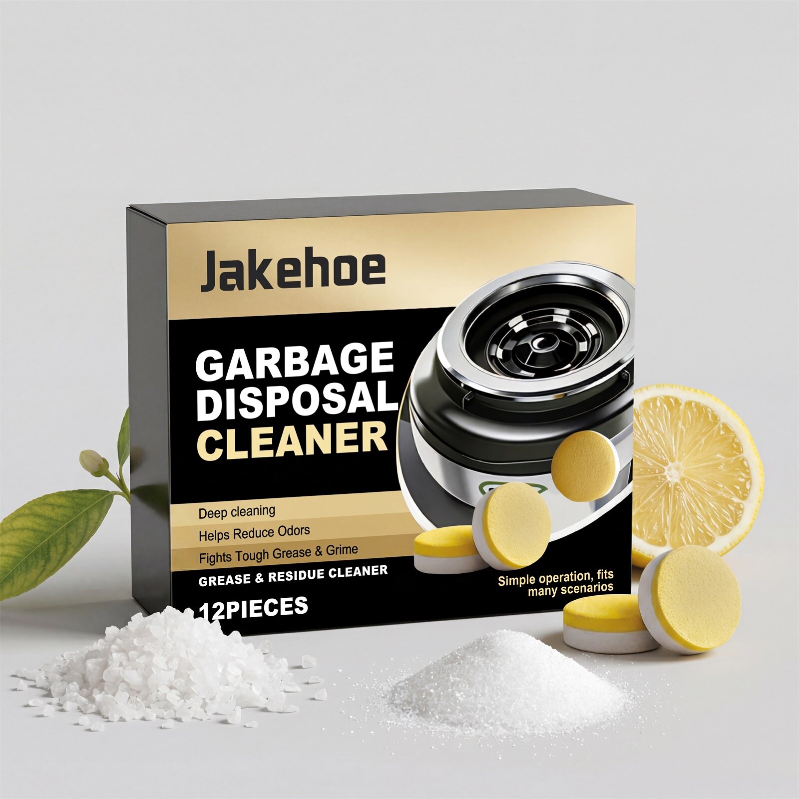 Jakehoe 垃圾处理器清洁片 日常清洁油污污渍清新去异味清洁片, 12piecis — эффективное средство для дома, подходит для ежедневного использования, удобная упаков