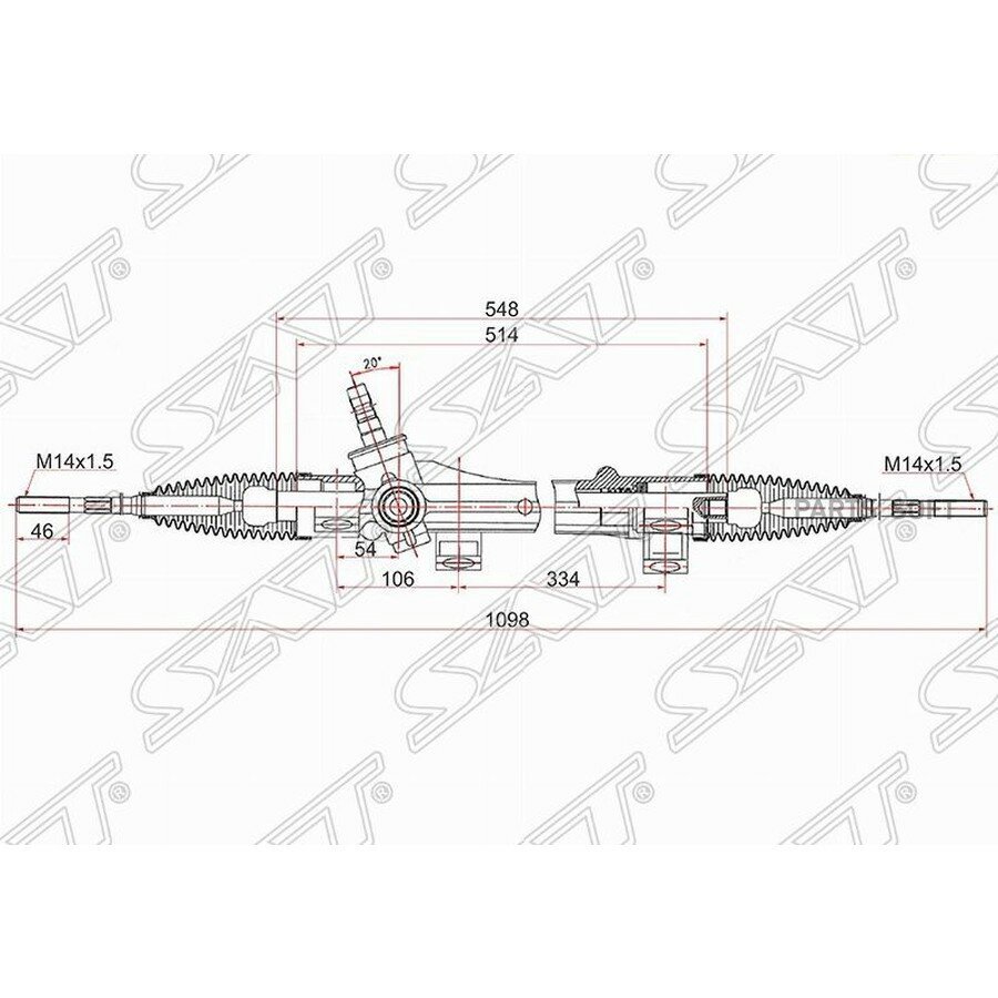 Рейка рулевая Toyota Corolla (E120) 00-07 / Corolla Fielder 00-06 (Левый руль) от официального дистрибьютора, SAT, артикул ST4551002050