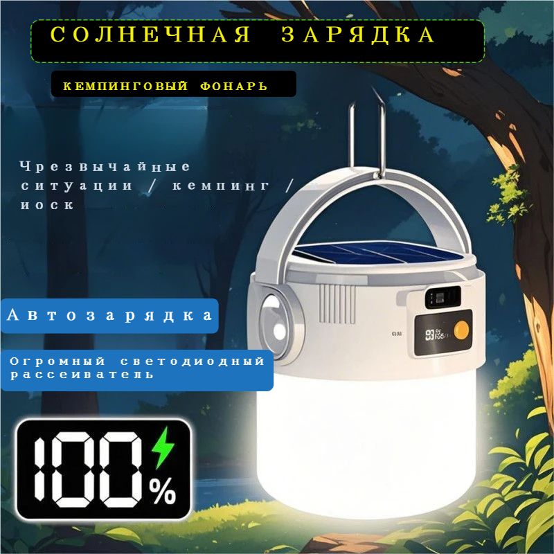 Солнечный светодиодный фонарь для кемпинга с дисплеем-