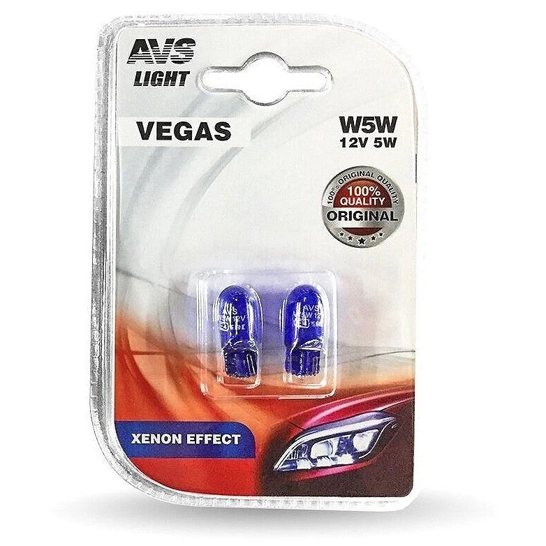 Лампа галогенная AVS Vegas W5W 24V, A07432S, 2 шт