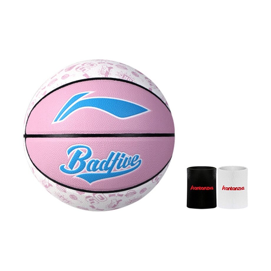 Баскетбольный мяч унисекс Li Ning Badfive Pu, розовый, белый, размер 7