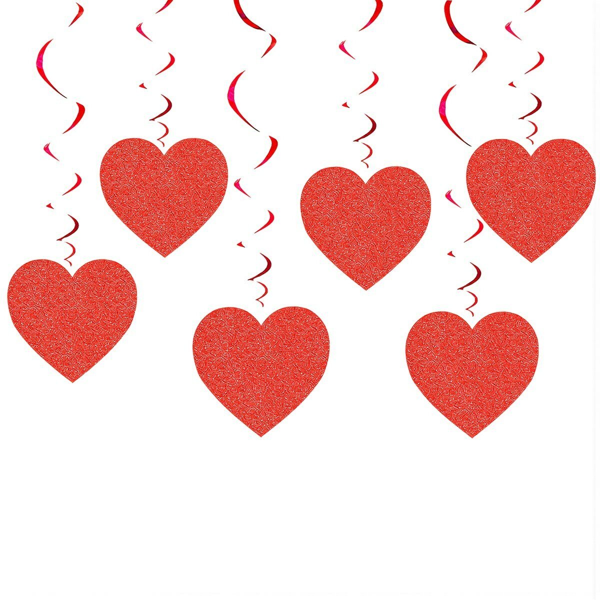 Набор декоративных подвесок ко дню святого Валентина, флаг BE MINE, подвески XOXO, фигуры красное сердце, Спиральные подвески в виде красного сердца с блёстками, 6 шт