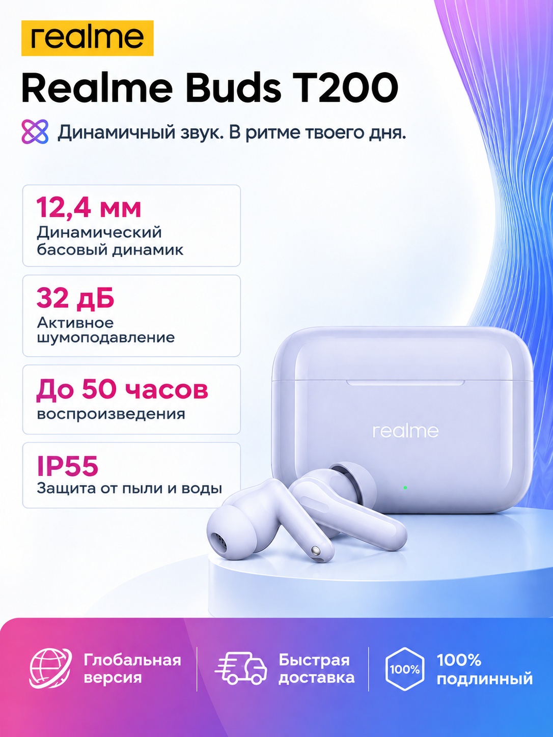 Realme Buds T200 — TWS беспроводные наушники с ANC и Bluetooth 5.4