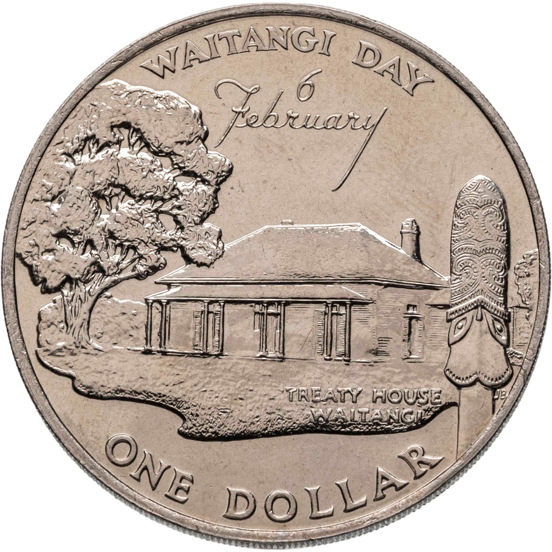 Новая Зеландия 1 доллар dollar 1977 "25 лет правления Королевы Елизаветы II и День Вайтанги", Мельхиор медь-никель, в сохранности AU-UNC