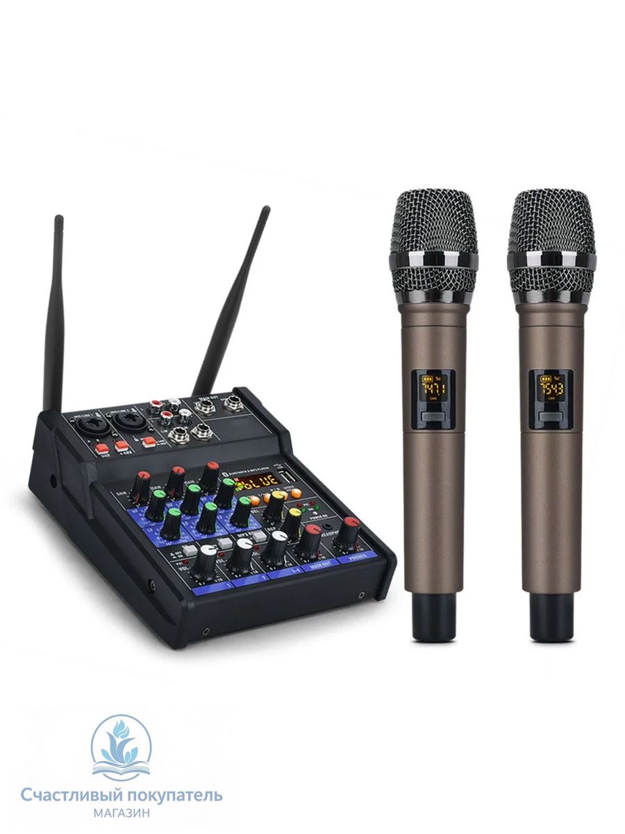 Микшер 4-полосный с беспроводными микрофонами с Bluetooth и USB TKL R2
