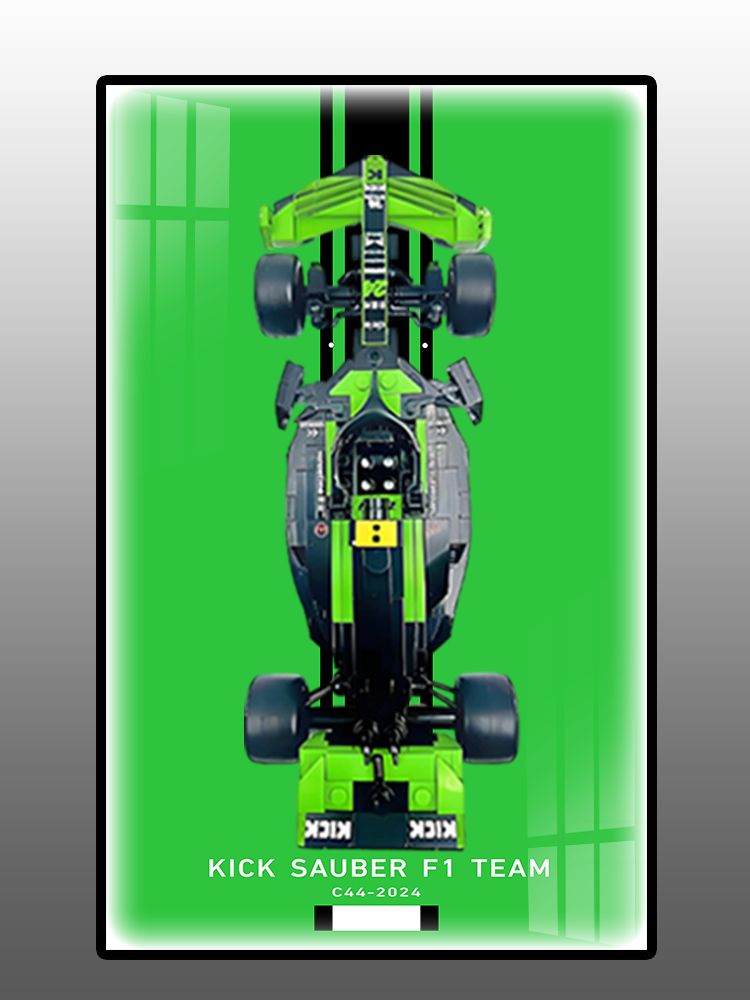 Постер в рамке "KICK Sauber F1 Team C44", RGB подсветка, подходит для гоночных автомобилей Lego, зеркало S-класса, для подвешивания на стену, для гостиной, коридора