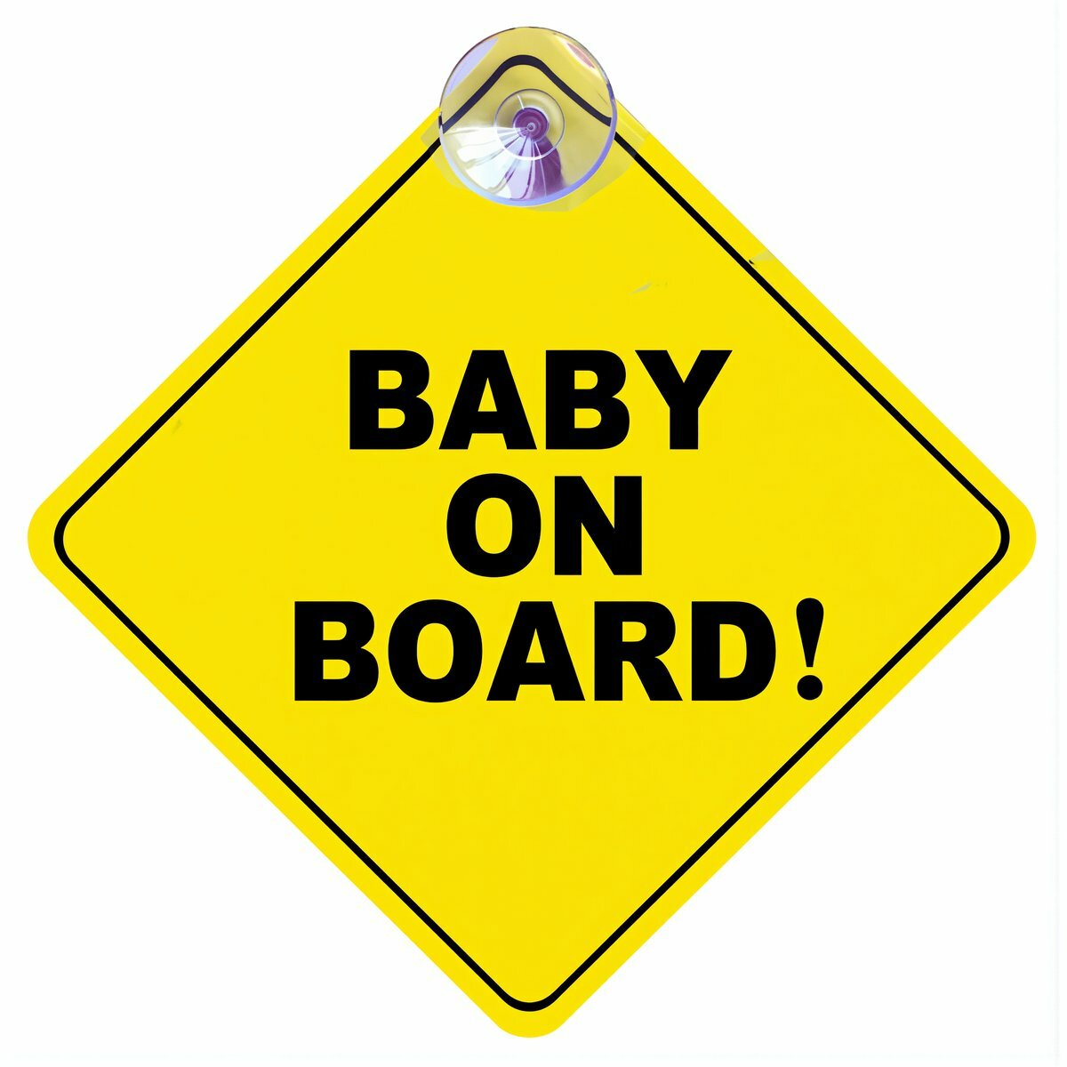 Съемный знак Baby on board для любого легкового автомобиля, уведомляет о присутствии ребенка в салоне, толщина 1 мм, полипропилен, присоска для фиксации, желтый яркий цвет