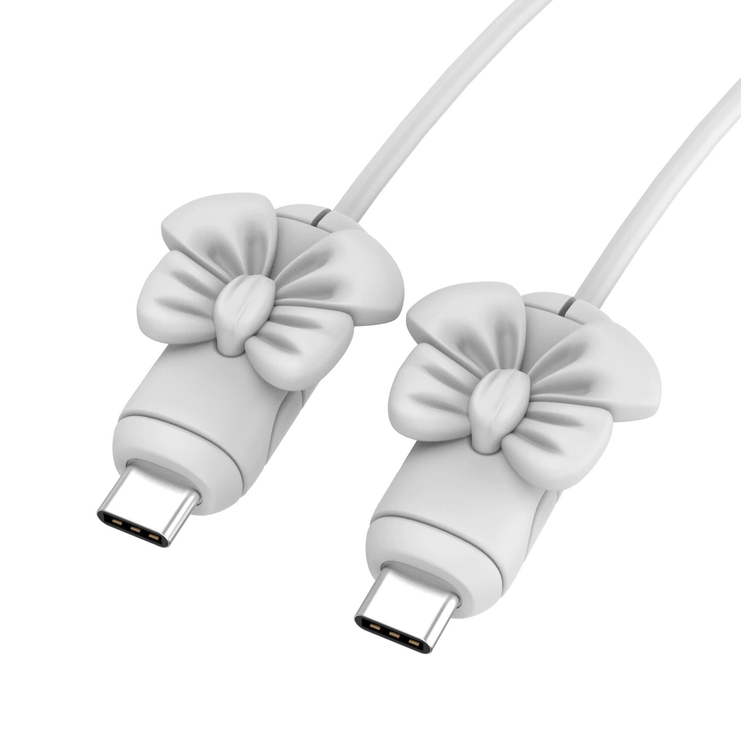 Защитный чехол для кабеля с бабочкой, Dual Type-C, белый, анти-слом