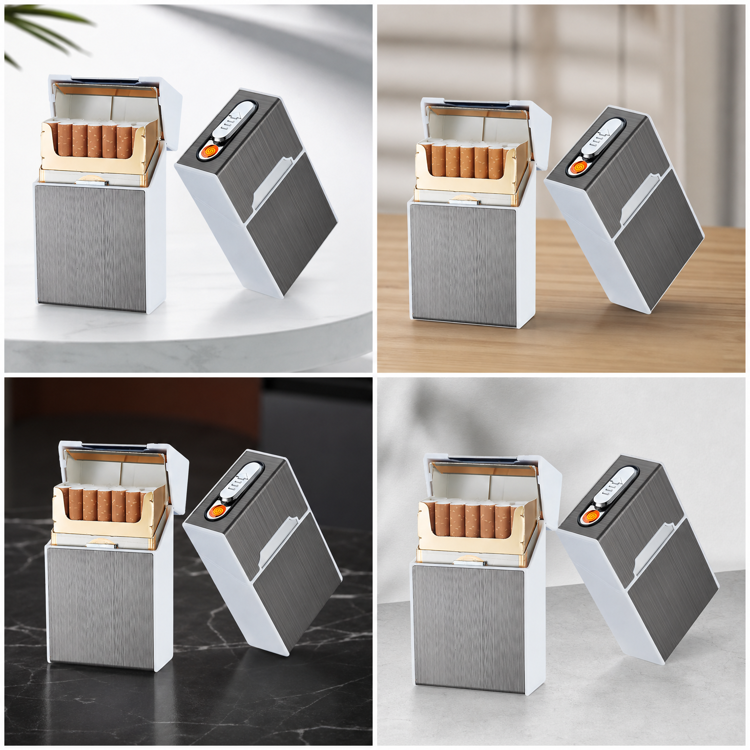 Портсигар металлический с USB зажигалкой, на магните, цвет серебро, 10х6х3 см, FatCat (Цвет товара: серебристый; Объем: 0.18 л)
