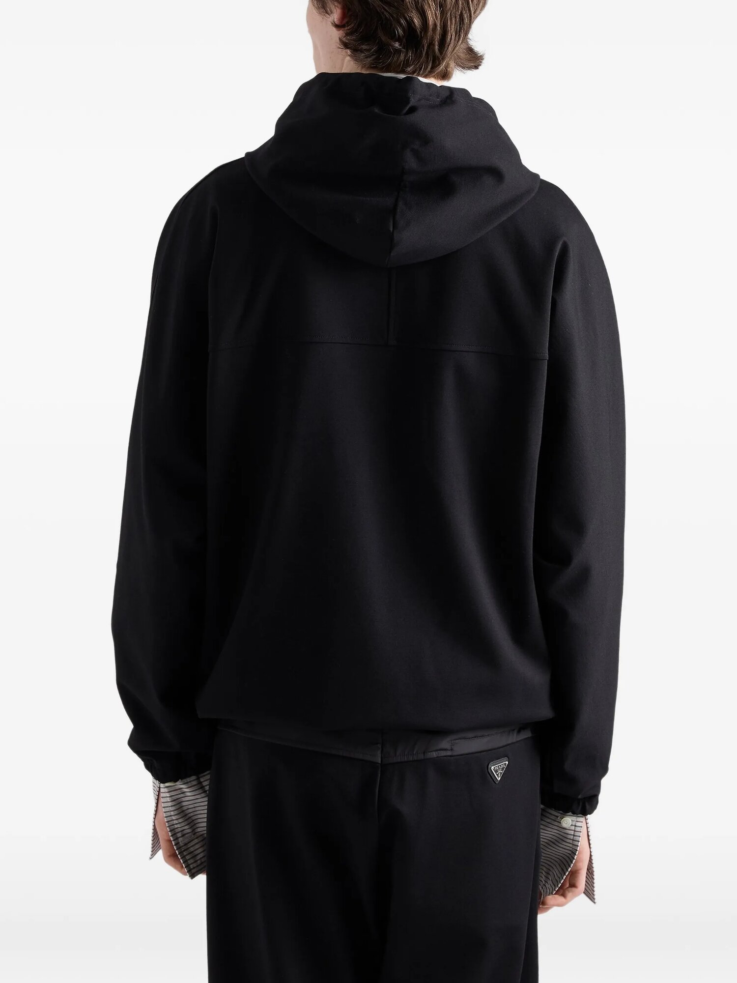 Куртка Prada Technical fleece hoodie jacket, размер 46, черный — фото 1