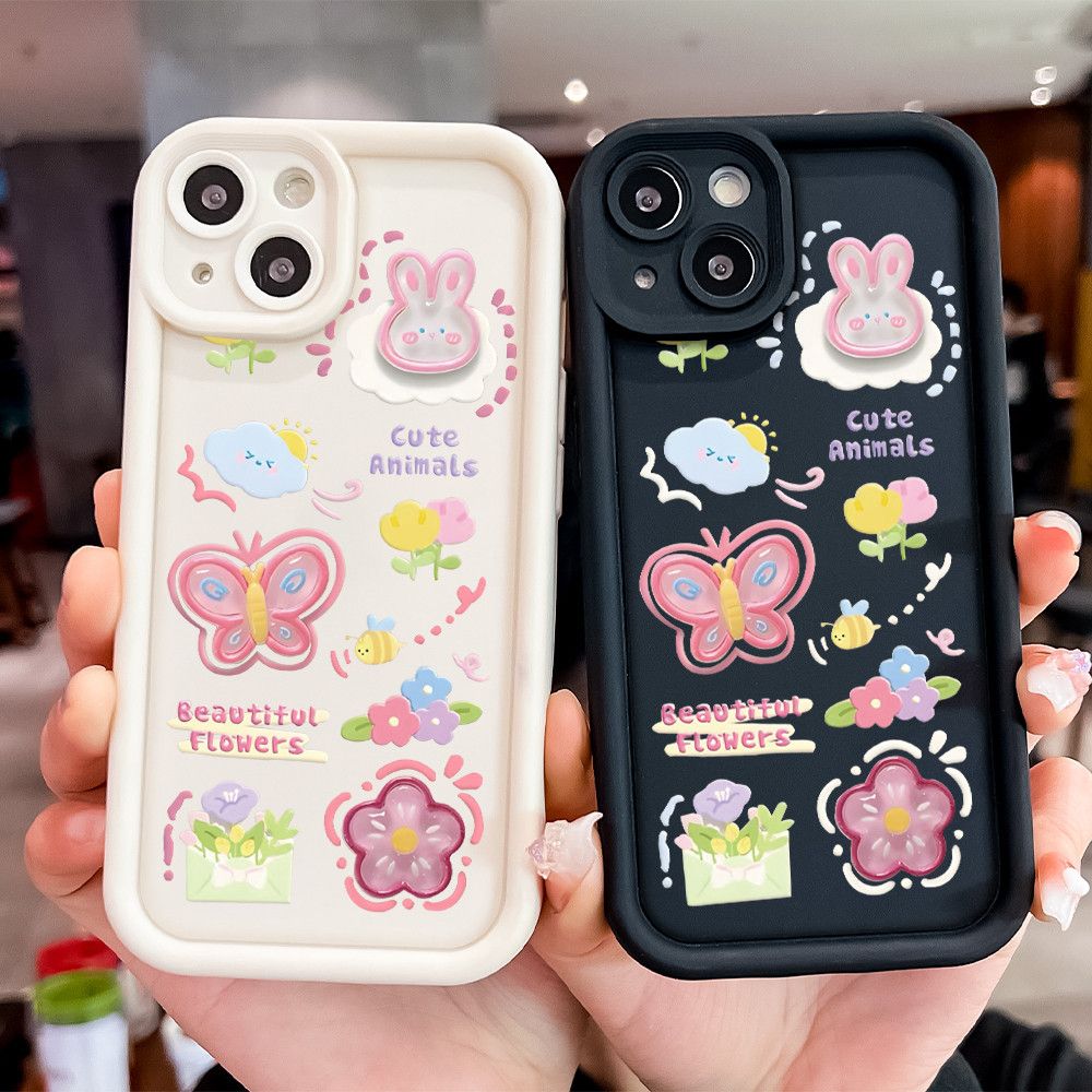 Чехол на Айфон 16 / IPHONE 16 чёрный стильный, с принтом милых животных и цветов, противоударный, силиконовый чехол