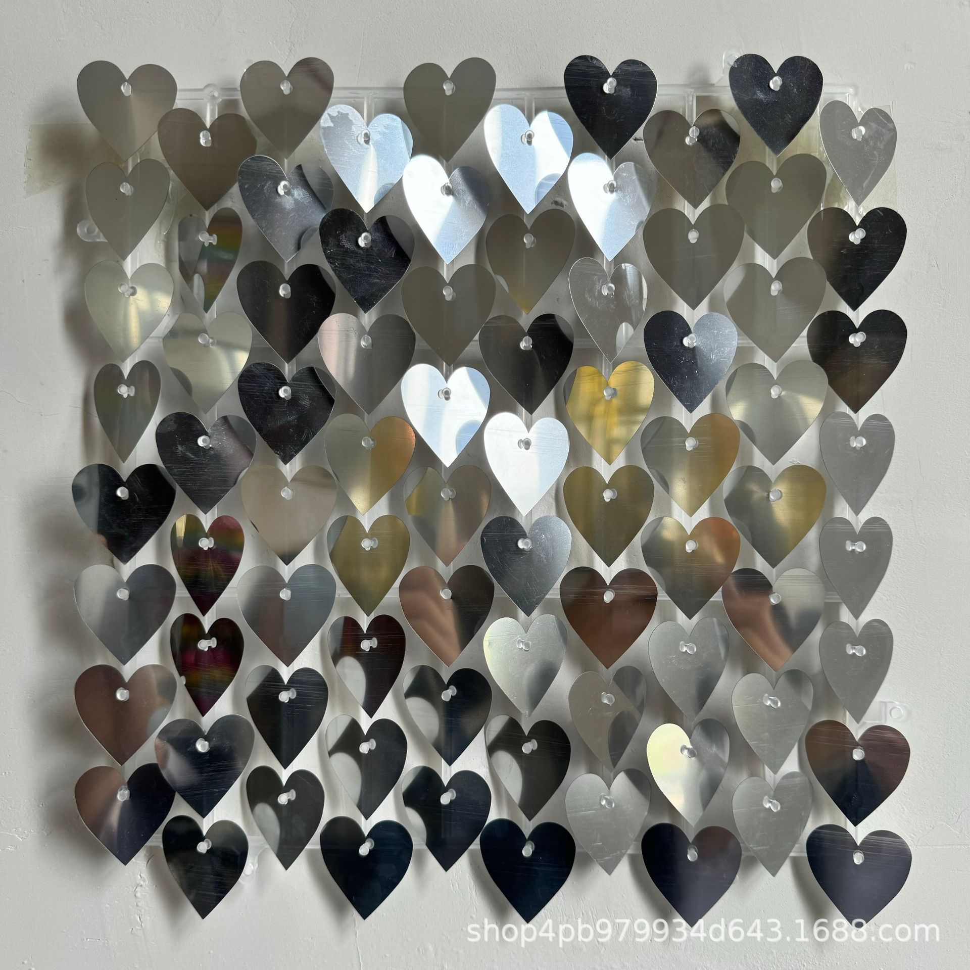 Ветровой сердцеобразный декоративный щит с блестками, 30x30 см, синий для свадебной сцены фонов