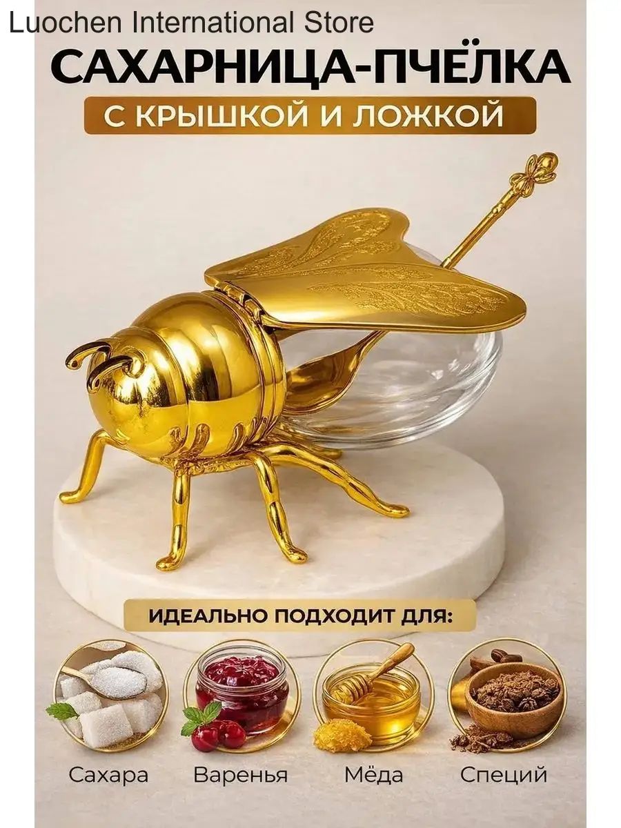 Сахарница цвет золотой