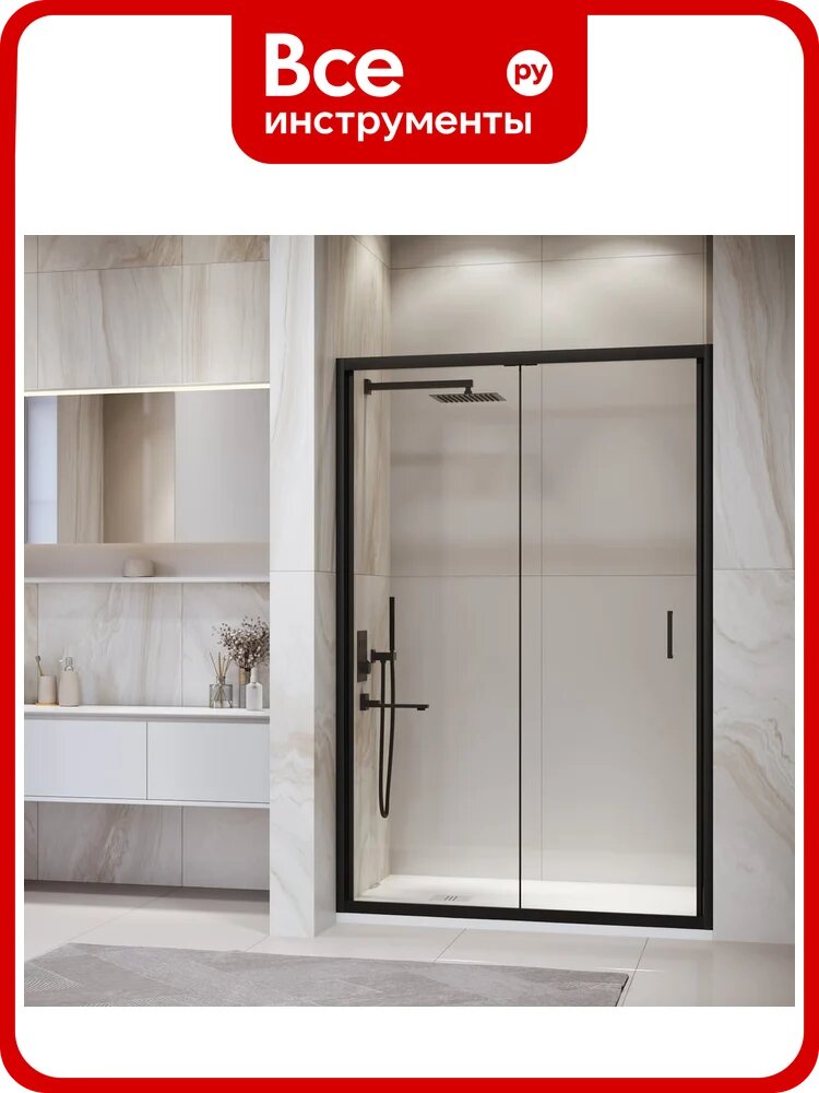Душевая дверь RGW 120*190 PA-21-B Чёрный/Прозрачное/5 мм, 1190-1220, Easy 06082112-14