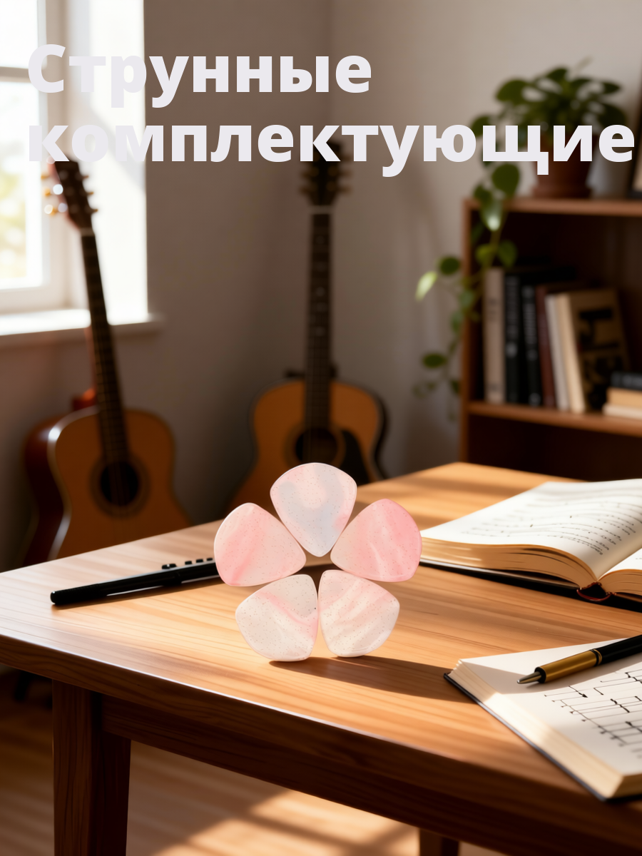 Смоляные розовые медиаторы в форме сердца для электрогитары и баса, 5 шт