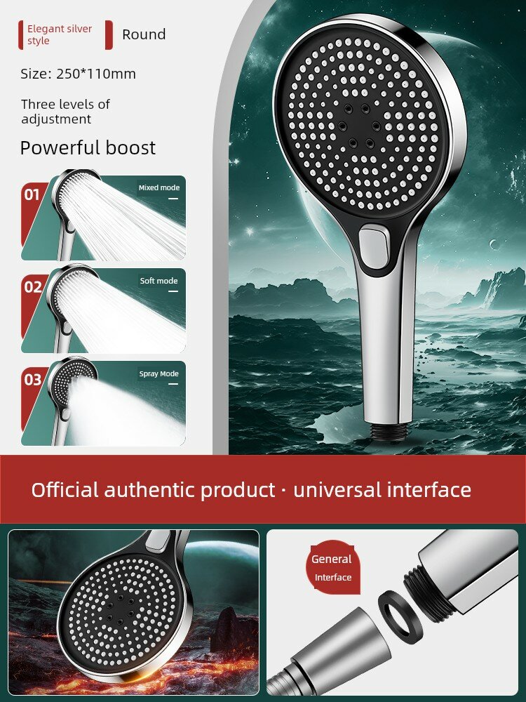Serebristyy Belyy 3-Step Pressure Shower Head s Bolshim Panelom, Vysokii Potok Silnyy Davlenie