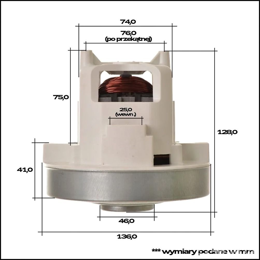Мотор для пылесоса Miele 1400 Вт, артикулы 7499463 и 06225220, размеры 129x135 мм, металлический корпус