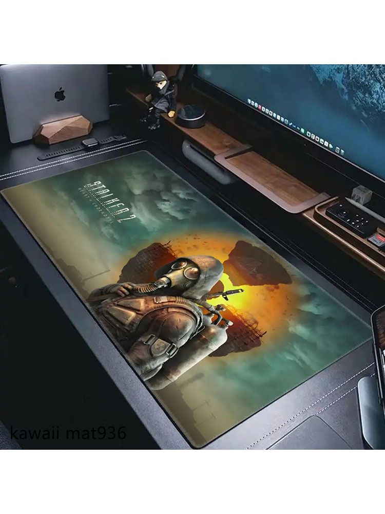 Коврик для мыши Kawaii Mat936, игровой, оливковый/оранжевый, 40 см x 90 см