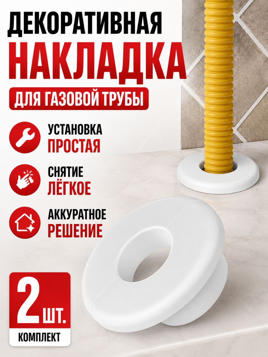 Декоративная Накладка На Газовую Трубу, Прочная И Простая В Установке.