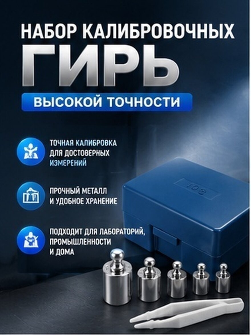 Набор Гирь Для Калибровки Весов Из Металла И Пластика С Пинцетом 1 Set 3.00X1.90X1.90Cm