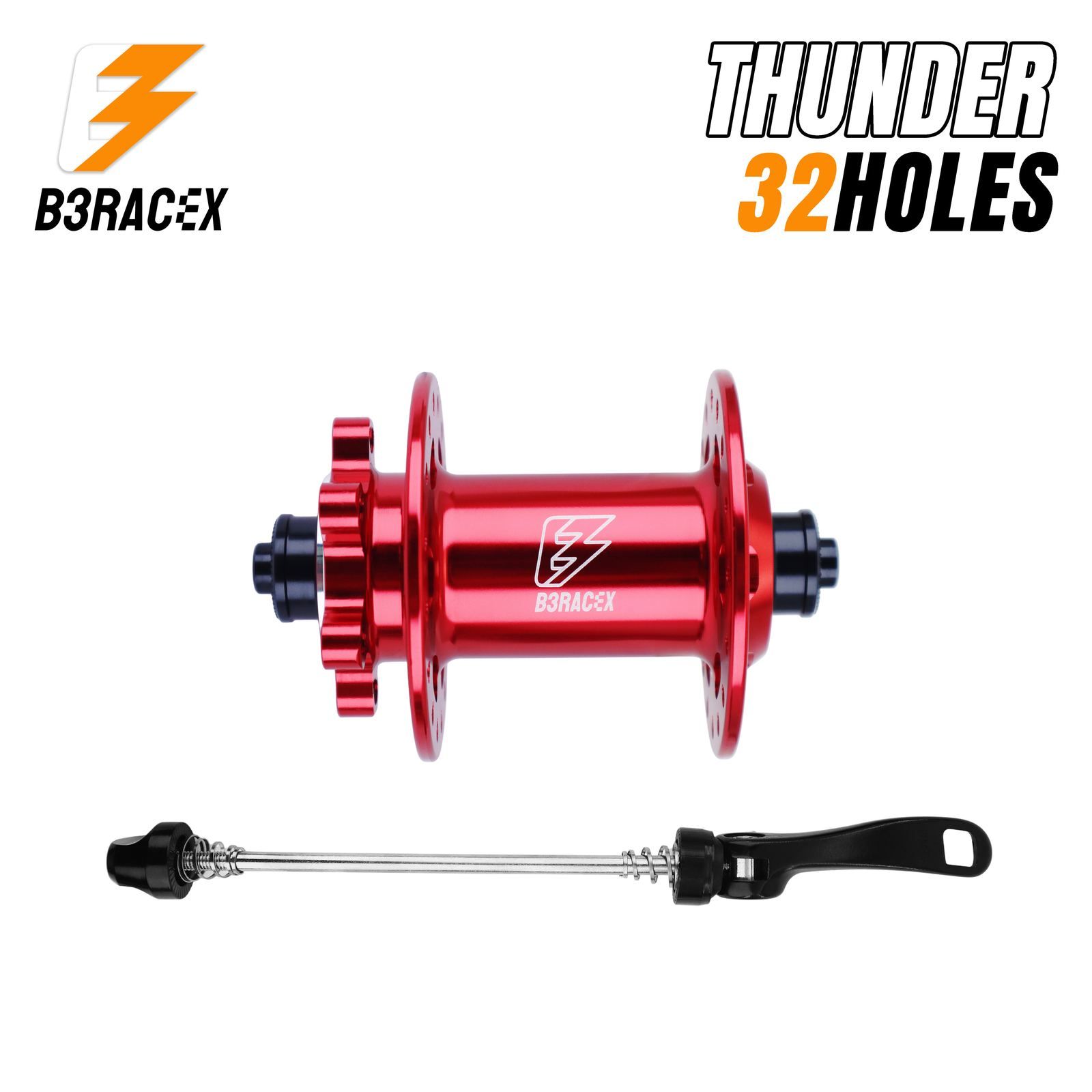 Втулка велосипедная B3RACEX THUNDER 32H красная передняя, 120T 6-собачья, 7075-T6 алюминий