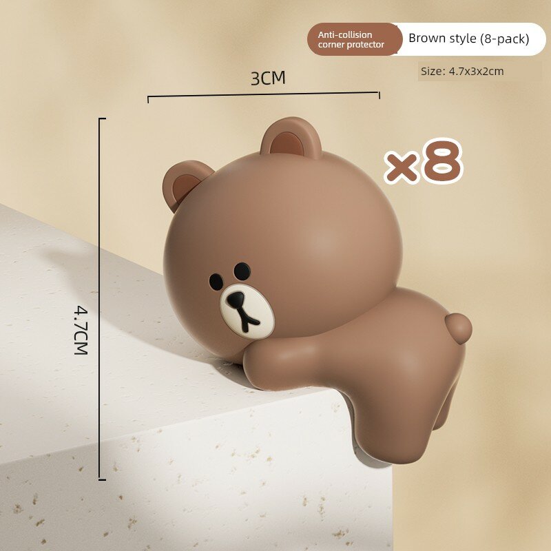 LINE FRIENDS Угловые защитные накладки для детей, мягкие чехлы на ножки стола, Браун 8 шт. правая сторона
