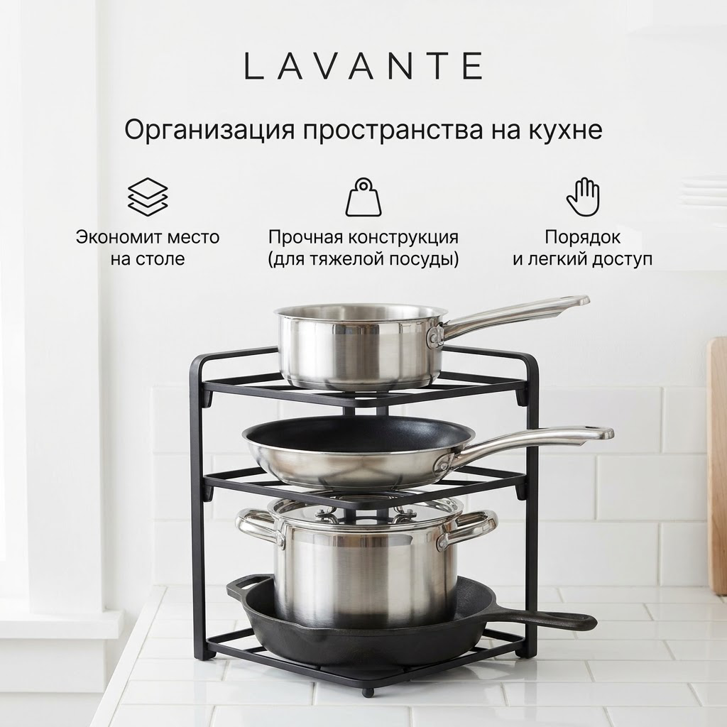 Трёхъярусная металлическая подставка для кастрюль