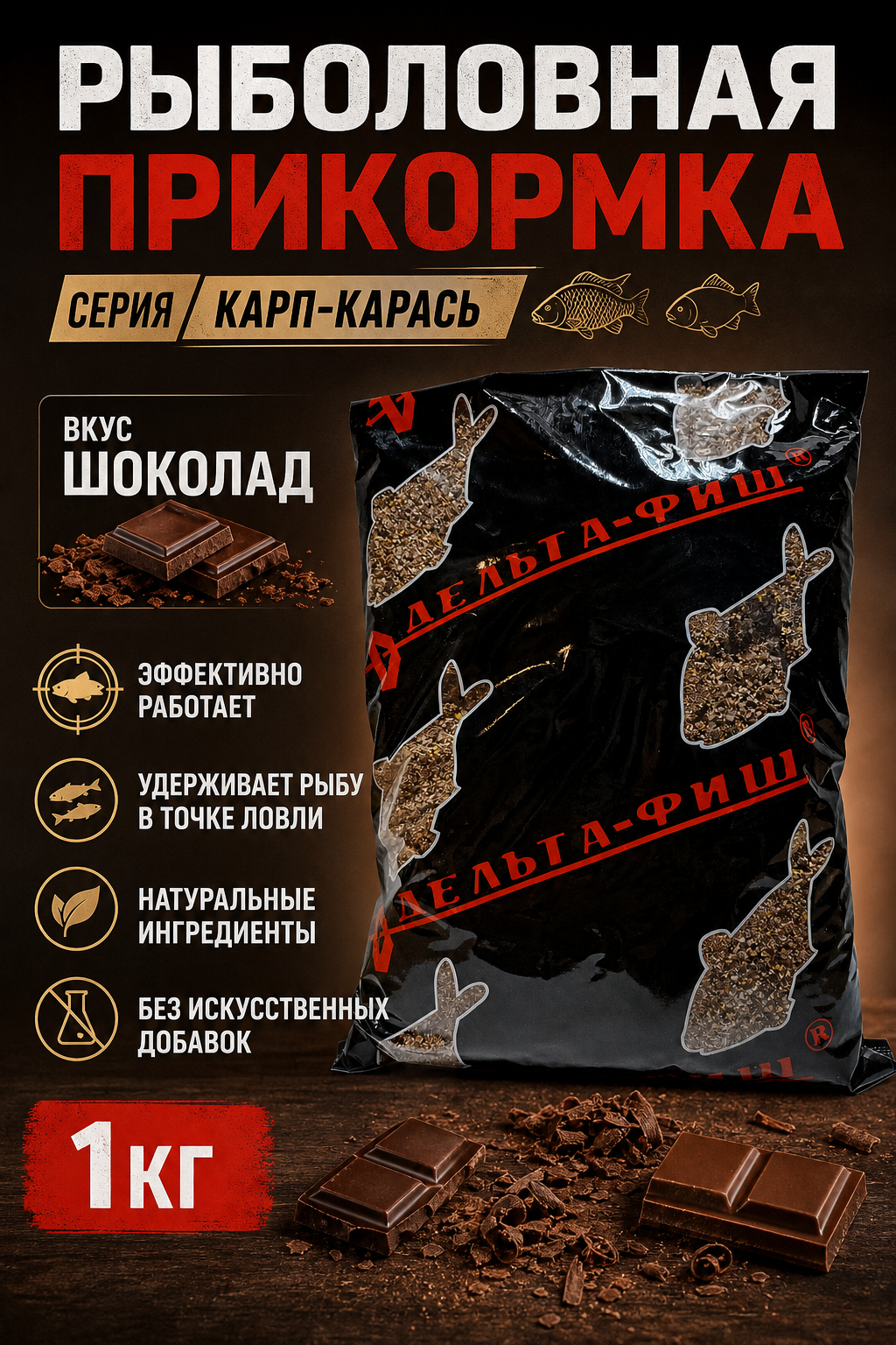 Рыболовная прикормка Дельта Фиш " Карп-карась Шоколад"