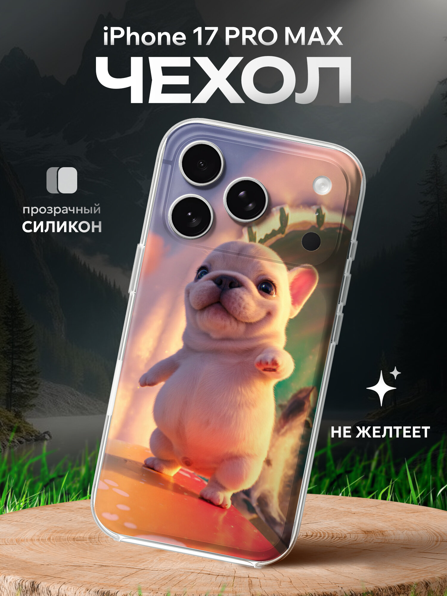 Чехол на Iphone 17 PRO MAX pibble собака на сёрфе чилловая