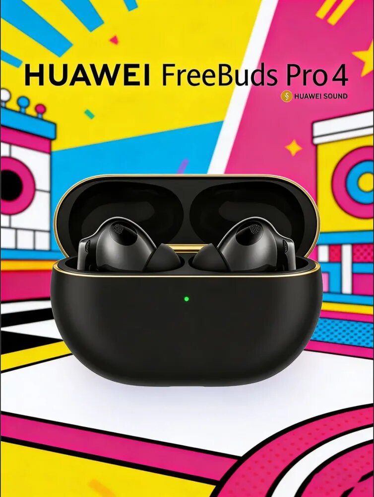 HUAWEI Наушники беспроводные с микрофоном Huawei Freebuds Pro 4, Bluetooth, USB Type-C, черный матовый