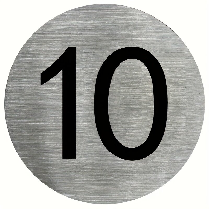 Самоклеящаяся номерная табличка из нержавеющей стали № 10 для двери, почтового ящика, офиса и шкафчика